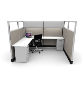 Budget 6X8 Cubicles with Files / Bins / Glass | Cubicles.net